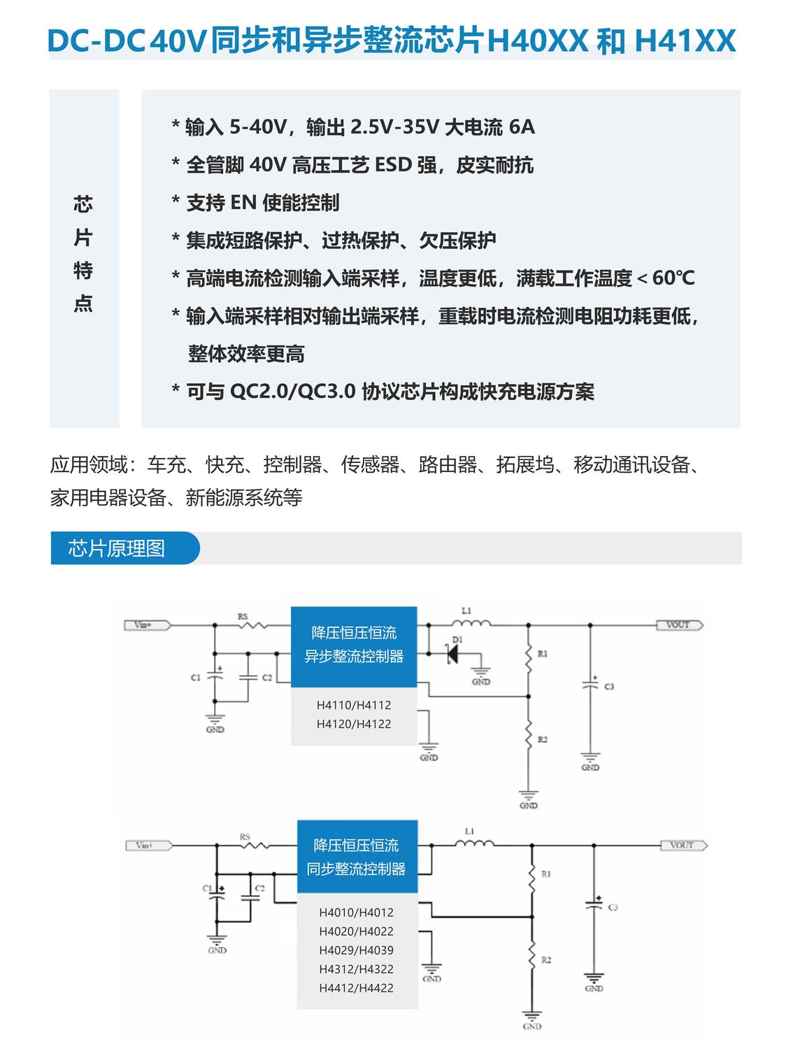 H4039 40v降压DC-DC降压芯片40v转5v/6A方案，低功耗